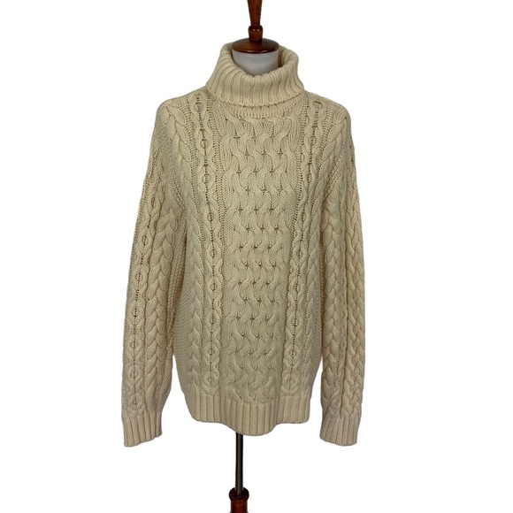 Now Caspi | Sweaters | Now Caspi Chunky Cable Knit Cream Turtleneck ...